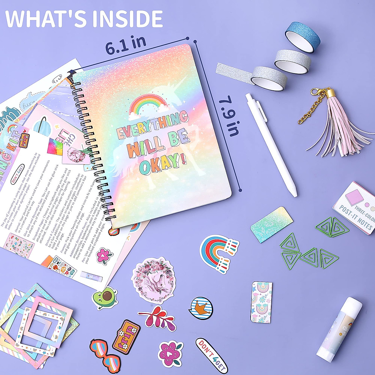 CAGIE DIY Journal Set for Girls, Ideal Gifts for 8 9 10 11 12 Year Old Girl Birthday Gifts, Diary for Girls Journal Kit, Scrapbook & Diary Supplies Set Journaling Art Crafts Kit Crafts for Girls 8-12