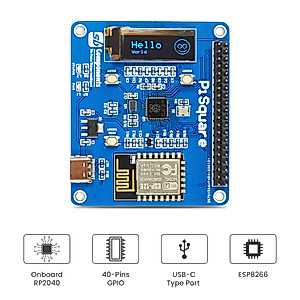 PiSquare - A Raspberry Pi HAT Based on RP2040 and ESP-12E Module, Made to Use Multiple Raspberry Pi Hats, Run Multiple Raspberry Pi Hats Wirelessly
