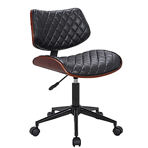 Porthos Home Zara Office Chair, Water and Stain Resistant PU Leather Upholstery, Awesome Bentwood Style Seat, 360 Degree Swivel, Height Adjustable, Dual Casters, Luxurious Modern Office Seating