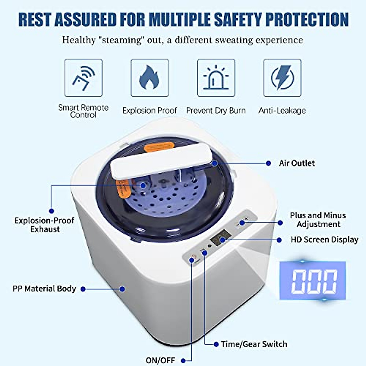 HOSAUNA Portable Steam Sauna Tent Folding Home Sauna Personal Sauna Spa with 2L Pot 1000W Nine-Speed Temperature Adjustment with Chair Remote Control for Detox Relax Indoor Sauna Black