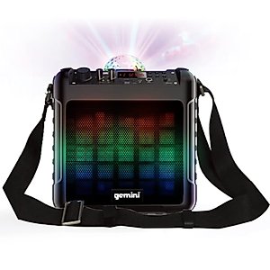 Gemini Sound MPA-K650 150W Watts 6.5" Inch Woofer Rechargeable Portable Wireless Bluetooth Karaoke Machine System Mic Set LED Party Lights Disco Ball USB