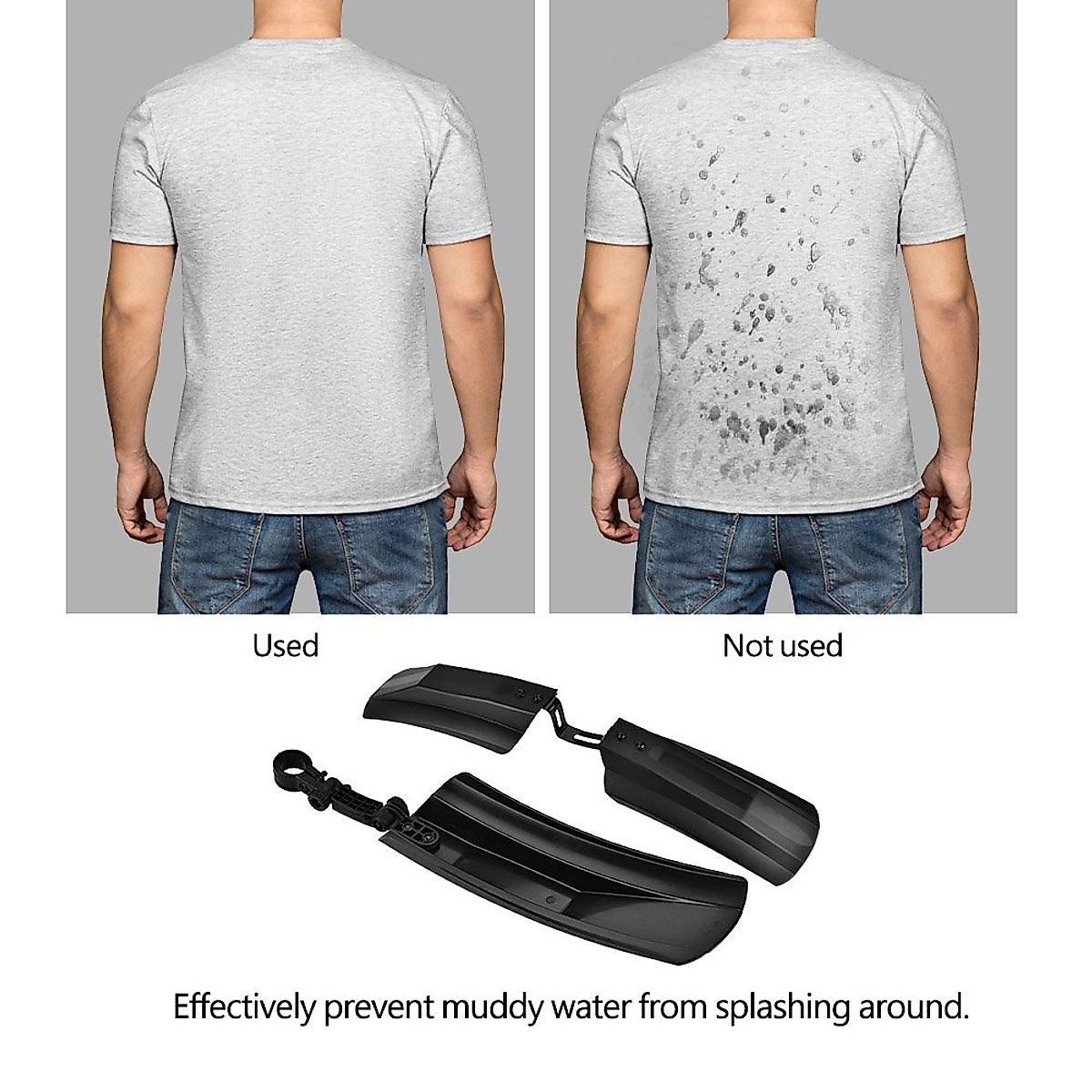 Jadeshay Bike Mudguard Set, Durable PP Plastic Front Rear Bicycle Fenders for Outdoor Cycling, Easy Install, Universal Fit Mud Guards for Effective Protection Against Mud and Splashes