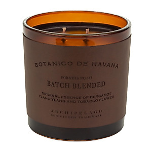 Archipelago Botanicals Botanico de Havana Letter Press Candle, Bergmaot, Tobacco Flower and Ylang Ylang Scent, Hand-Tooled Leather Wrap, Burns Approx. 100 Hours (13 oz)