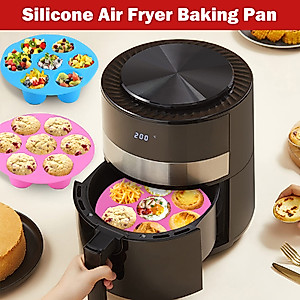 XANGNIER Silicone Muffin Pan for 3QT-5QT Air Fryer,2 Pcs Cupcake Tray Baking Mold,Reusable Non-stick Air Fryer Baking Pan,Air Fryer Accessories