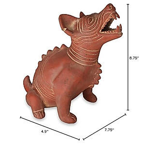 NOVICA Red Archaeological Ceramic Figurine, 7.75" Tall, 'Comala Dog'