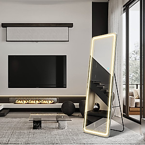 EDTEMI Full Length Mirror, 63"x20", LED Stand Up Body Mirror for Bedroom, Wall Mounted with Dimming & 3 Color Modes (White)