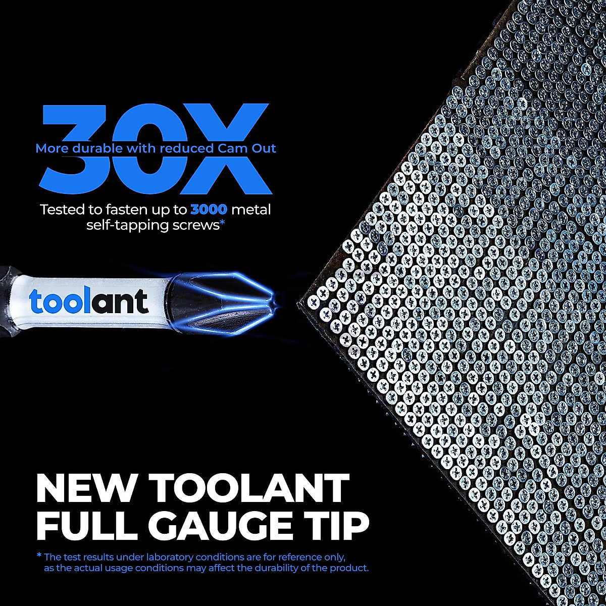 toolant 2 Inch Phillips Bit#2 Magnetic Anti Slip Impact Screwdriver Bits Set,20pcs Insert S2 Steel PH2 Driver Dit Set with CNC Machined Tips for Power Drill