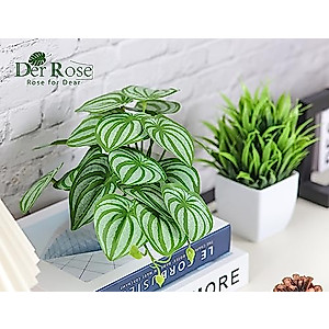 Der Rose Set of 2 Artificial Small Fake Plants for Home Living Room Bathroom Office Decor Aesthetic Indoor