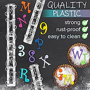 Alphabet Stamps Cake Decorating Set - Number Cookie Cutters Alphabet Fondant Cake Decorating White Letter Stamps for Kids - Decorating Paste and Fondant Stamps DIY Stencil Cutter Mold Letters Stamps