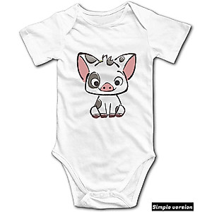 Baby Bodysuit Cute Puaa Pig Jumpsuit Outfits for Boys and Girls, White, 0-6 Months