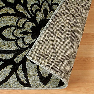 Superior Indoor Large Area Rug for Bedroom, Living/ Dining Room, Entryway, Office, Farmhouse Aesthetic Floor Throw, Modern Floral Geometric Decor, Jute Backing, Leigh Collection, 8' x 10', Blue