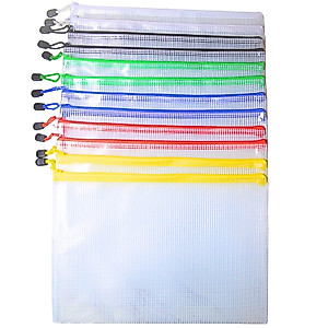 12pcs A4 Mesh Zipper Pouches | Clear Plastic Pouches with Zipper | mesh Zipper Pouch Document Bag |Puzzle & Board Games Storage Bag, Office Supplies