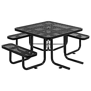 Global Industrial 46" Wheelchair Accessible Square Picnic Table, Surface Mount, Black