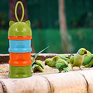 POPETPOP Bird Feeder Cups, Parrot Water Treat Box Cat Head Shaped Bird Food Storage Container for Travel Cage Carrier Backpack Accessories 2pcs
