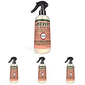 Mrs. Meyer's Room and Air Freshener Spray, Non-Aerosol Spray Bottle Infused with Essential Oils, Geranium, 8 fl. oz (Pack of 4)
