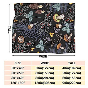 ARTIEMASTER Dark Wild Forest Mushrooms Customized Blanket Soft and Lightweight Flannel Throw Suitable for Use in Bed, Living Room and Travel 80"x60" for Audlt