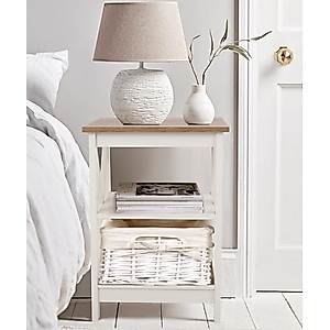 PHI VILLA End Table Living Room Set of 2 - Farmhouse Bed Side Table Nightstands for Bedroom, Ivory White Small Side Table