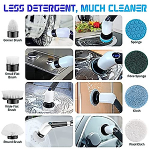 Electric Spin Scrubber, Yirilan 2023 New Cordless Shower Scrubber with 8 Replaceable Brush Heads and Adjustable Extension Handle, Power Cleaning Brush for Bathroom, Kitchen, Car, Tile, Wall, Floor