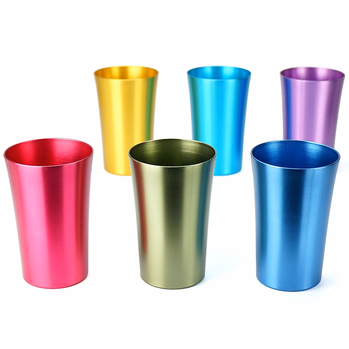 Aluminum Water Tumblers, Set of 6, Different Color, for Children and Adults, Travelling Tumblers, Party Tumblers, Stackable 10oz (SMALL)