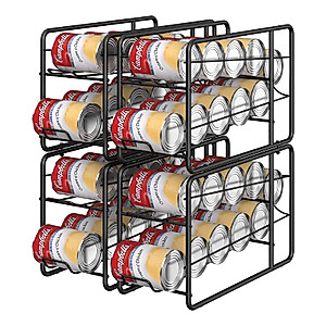 4 Pack - MOOACE Can Dispenser Rack, Stackable Can Storage Organizer Holder for Canned food Kitchen Cabinet Pantry Countertop, Black