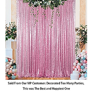Pink Gold Sequin Curtains Sequin Backdrop 4x8 Feet Sheer Curtans Panels Wedding Photo Backdrop Sequin Backdrop Curtains for Parties (4FTx8FT, Fuchsia Pink)
