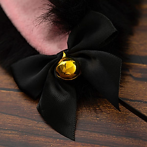 Animal Faux Fur Cat Dog Ears Headbands with Bells Lovely Flexible Hair Accessory Halloween Cosplay Costume Party Dress Girls (B)