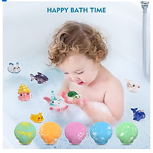 Bath Bombs for Kids with Toys Inside for Girls Boys - 12 Handmade Kids Bubble Bath Fizzies Bomb with Surprise Sea Animals Toys, Moisturize Gentle and Kids Safe