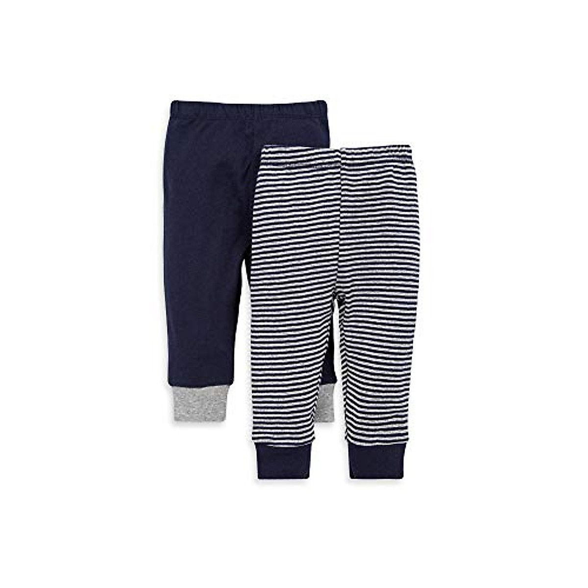 Burt's Bees Baby Unisex Baby Pants, of 2 Lightweight Knit Infant Bottoms, 100% Organic Cotton Baby and Toddler Layette Set, Navy Solid/Stripes, 24 Months US