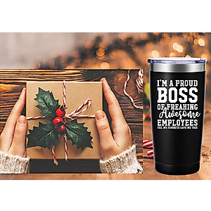 AMZUShome I Am A Proud Boss Travel Mug Tumbler.Funny Boss Day,Office Gifts.Moving Appreciation Retirement Birthday Christmas Gifts For Men Women Boss Boss Lady From Employees(20oz Black)