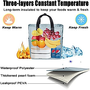 Insulated Lunch Bag for Women Men - Reusable Lunch Box for Adults Deluxe Leakproof Lunch Tote Bag Large Thermal Cooler Bag with Pockets for Work, Picnic, Travel