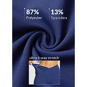 baleaf Women's Flare Leggings with Pockets High Waisted Yoga Pants Casual Workout Wide Leg Pants Navy Blue 29" 3XL