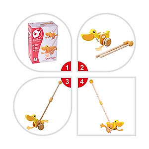 Classic World Wooden Push-Along Ducky,Push Pull Activity Walking Toy Duck,Baby Walker Push Toy