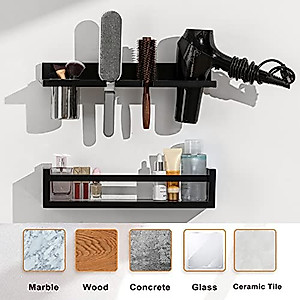 Hair Tool Organizer Wall Mount, Hair Dryer Holder, Blow Curling Iron Holder, Hair Organizer Storage Hairdryer Holder for Bathroom, Vanity Hot Styling Hair Straightener Brush Tool Accessory for Woman
