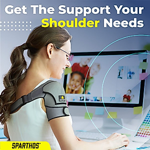 Sparthos Shoulder Brace - Support and Compression Sleeve for Torn Rotator Cuff, AC Joint Pain Relief - Arm Immobilizer Wrap, Ice Pack Pocket, Stability Strap, Dislocated Sholder - for Men and Women