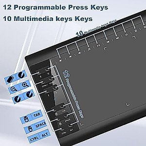 TeinenRon Graphics Drawing Tablet,10 x 6 Inch Drawing Tablet with 8192 Levels Pen and Bag,12 Hot Keys,Compatible with PC/Mac/Android for Painting,Design & Online Teaching