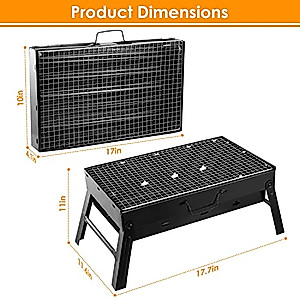 Portable Charcoal Grill, BBQ Small Foldable Barbecue Charcoal Grill for Outdoor Cooking Camping Picnics 17' x 11' x 10'