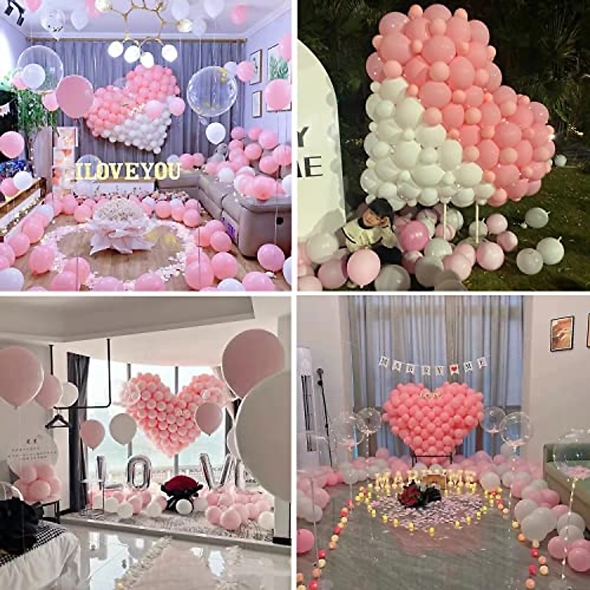 Valentines Day Balloons, CAKKA 315PCS Pink Heart Balloons with Rose Petals, Love Foil Balloon, I Love You Tail Balloon for Valentine’s Day Mother Day Anniversary Proposal Party Favor Decoration Decor