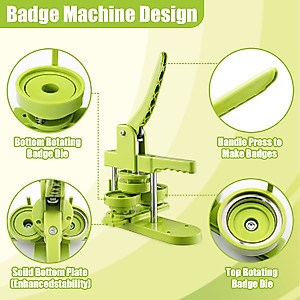 Button Maker Machine Multiple Sizes 1+1.25+2.25 inch, DIY Button Badge Maker Button Press Machine with 300Pcs Button Maker Supplies & Cutter & Keychains & Magic Book for Kids Button Maker Machine Gift
