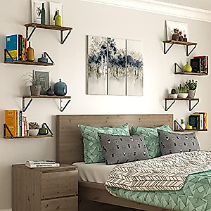 brightmaison BGT Mino Floating Shelves, 17" Book Shelves for Living Room Decor, Bathroom Organizer, Kitchen, Bedroom, Burnt Finish Set of 8