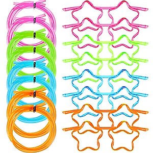 8 Pieces Silly Straw Glasses Star Straws Eyeglasses Fun Star Straws Novelty Drinking Eyeglasses Straw for Kids Annual Meeting, Birthday, Classroom Activities, 4 Colors