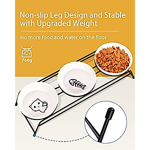 3 Cat Food Bowls Ceramic 13 oz Upgraded with Stainless Steel Stand Non-Slip and Anti-Rust Elevated Raised Cat Bowls for Food and Water, Pet Dishes Bowl for Indoor Cats and Puppy, Dishwasher Safe