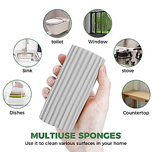 5-Pack Damp Clean Duster Sponge, Dusters for Cleaning Scrub Brush Magic Eraser Sponge Household Cleaning Supplies Products Kitchen Gadgets Tools Sink Accessories for Blinds, Baseboard, Ceiling Fan