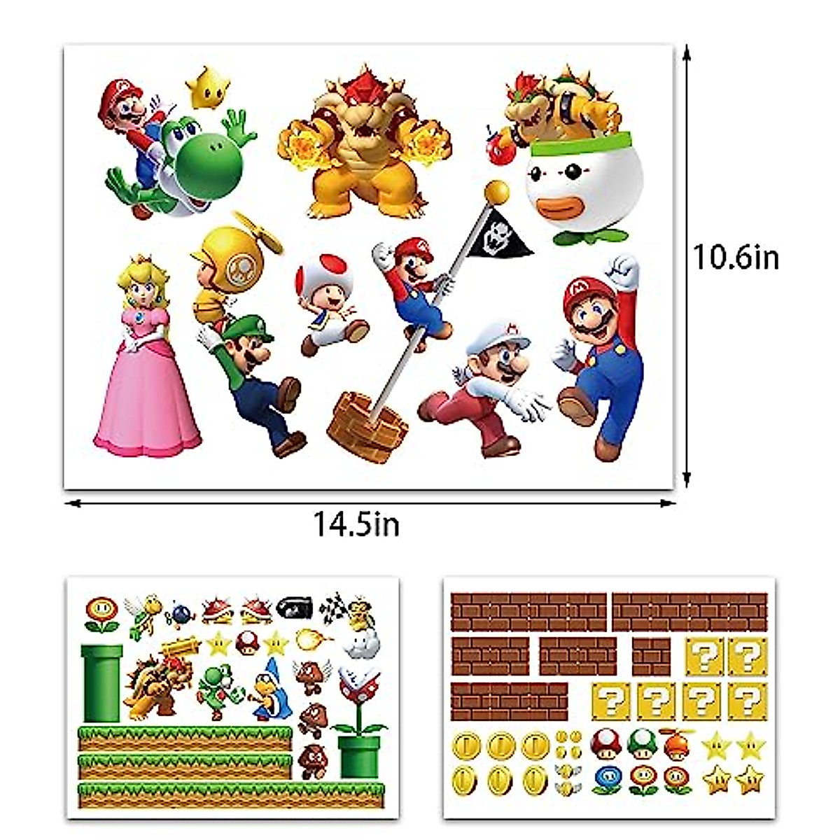 Cartoon Game Wall Decals, Build Scene Wall Stickers Bedroom Playroom Background Wall Decor DIY Removable Waterproof Decals for Wall