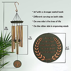 Sympathy Wind Chimes Outdoor Double-Sided Engraved,36 Inch Memorial Wind Chimes for Loss of Loved One,Memory Wind Chime for Mother Father Grandma Husband,Tree of Life Memori Gift