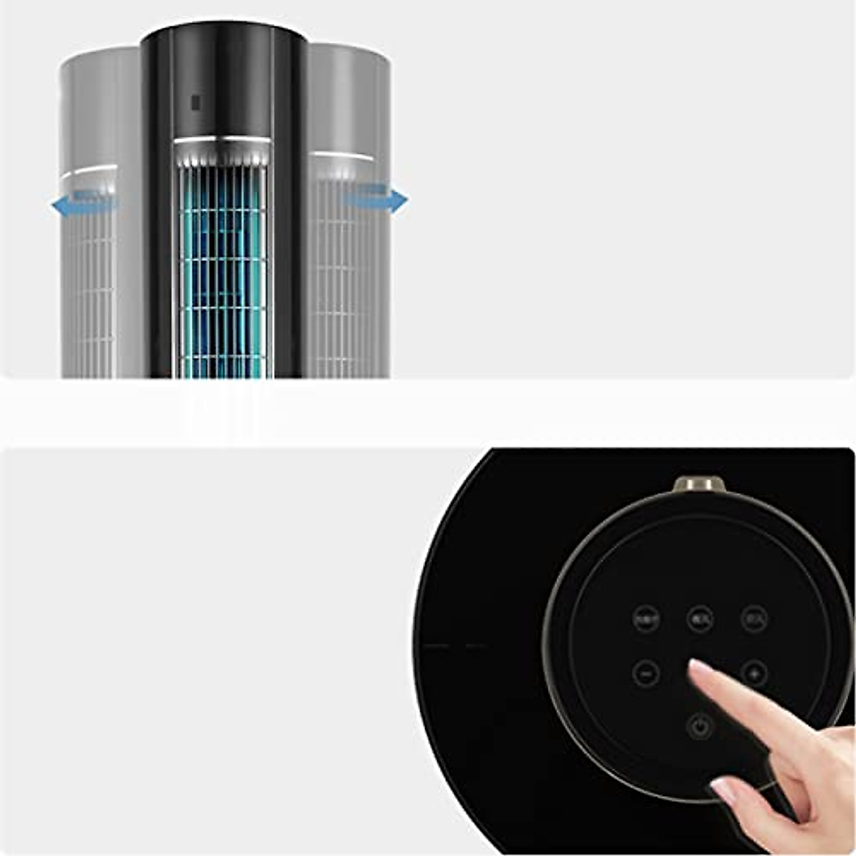 Outdoor Garden Heater 2000W Tower Fan Heater 48 inches - 2 in 1 Heating and Cooling Portable PTC Ceramic Electric Heater with Remote Control, 2 Heat Settings Patio Heater (Color :