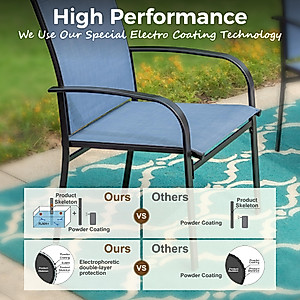 MIXPATIO Outdoor Table and Chairs, Patio Dining Sets for 6 with Blue Chairs and Metal Rectangular Table for Deck Backyard Lawn Poolside