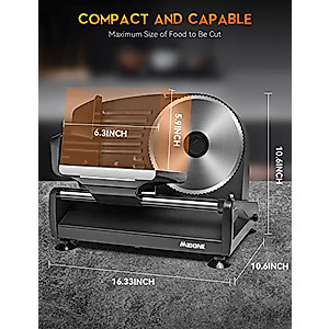 MIDONE Meat Slicer 200W Electric Deli Food Slicer with Two Removable 7.5’’ Stainless Steel Blade, Adjustable Thickness for Home Use, Child Lock Protection, Black