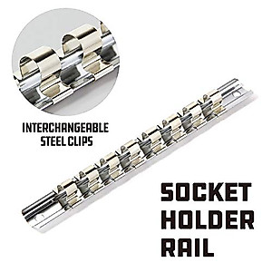 Powerbuilt Hex Bit Socket Set, 8 Piece, 3/8 Inch Drive Metric, Sizes 3-10mm, Ball End Sockets, Storage Rail - 642405