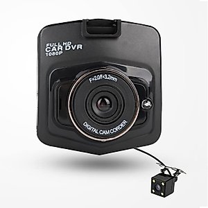 Vehicle blackbox DVR,Dash Camcorder, 1080P Full HD Dash Cam, 2.4 inch Screen, Dual Lens, 5 Meters Cable to Rear Camera,Night Vision, 170° Wide Angle, Loop Recording