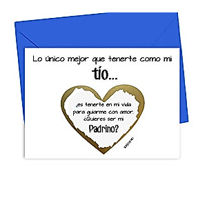 Spanish Will You Be My Godfather Scratch Off Proposal Card from Niece or Nephew, Padrino Scratch Off Card for Uncle (Spanish Tio)